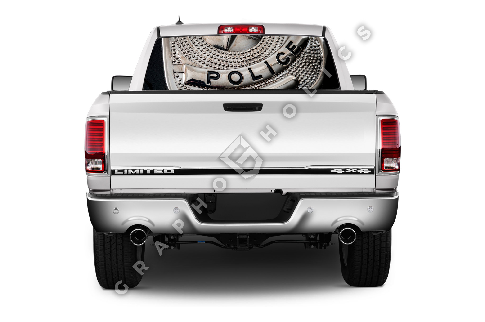 High Quality Pick-Up Truck Perforated Rear Window Sticker - Police ...
